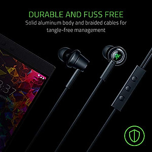 Razer Hammerhead USB-C Active Noise Cancellation (ANC) Earbuds DAC - Custom-Tuned Dual-Driver Technology - in-Line Mic & Volume Control - Aluminum Frame - Braided Cable - Matte Black