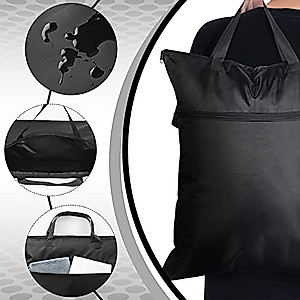 2 Pcs Travel Laundry Bag with Handle Dirty Clothes Bag for Traveling Hanging Laundry Hamper with Two Zippered Pockets Washable Reusable for Sports Gym Home Travel College Dorm (Black)