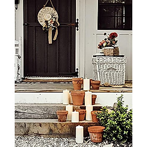 Outdoor Ivory Flameless Candles with Timer: LED Pillar Candle Set of 3, Waterproof Patio Decor, Battery Operated, Remote Control Included, Realistic Flickering Warm White Light - 3x4 3x5 & 3x6