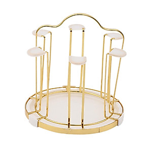 Qianly Cup Drying Rack with Drainboard Tray, Cup Stand Holder, Drinking Glass Drainer Stand Mugs Cups Organizer for Tea Shop Office, White