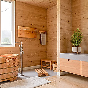 ALFI brand AB6604 15-Inch Solid Cedar Wood Foot Soaking Barrel Bucket with Matching Spoon