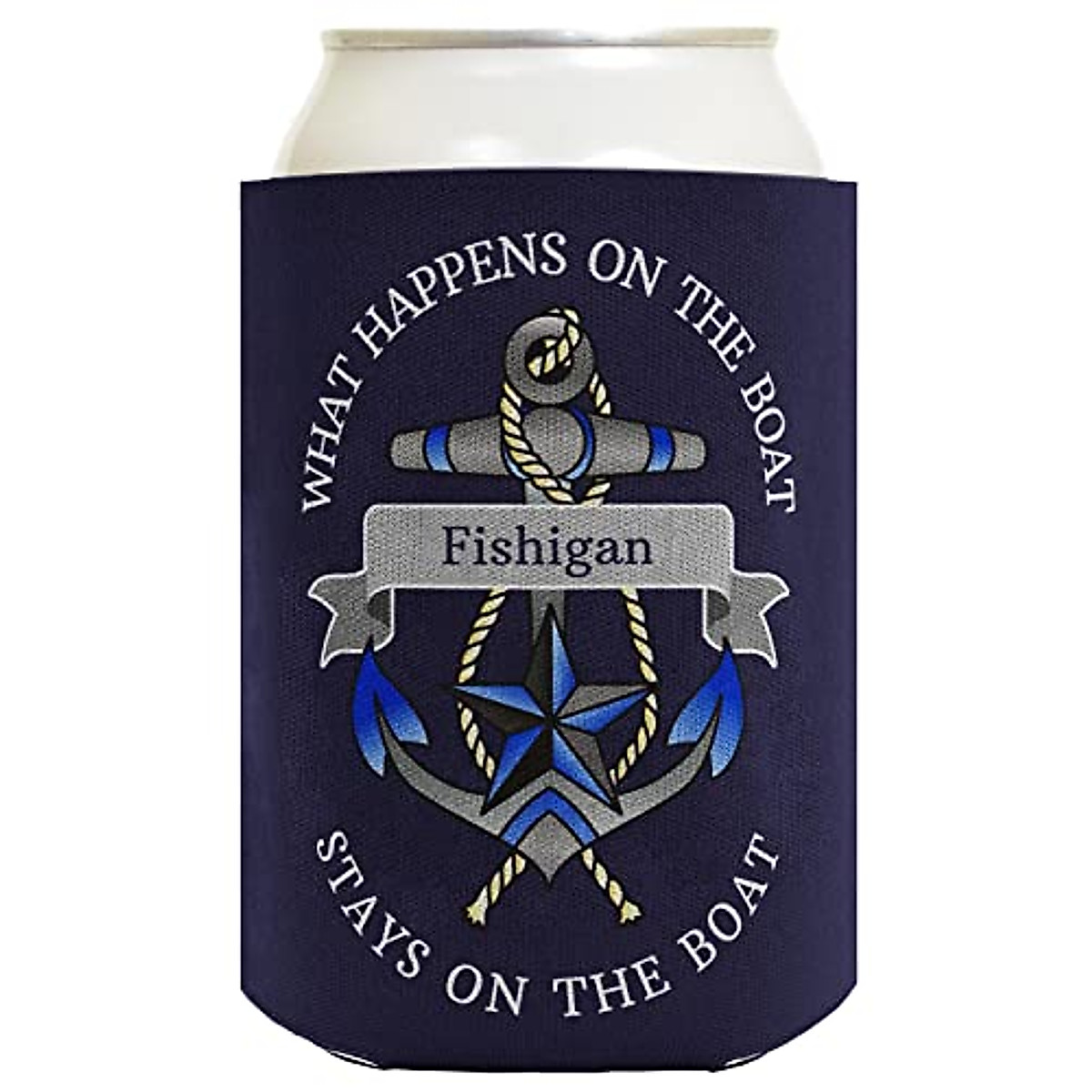Customized Boating Can Coolies Your Boat Name Custom Sailing Gift Boating Birthday Party Supplies Custom Image Coolie 6 Pack Can Coolie Drink Coolers Coolies Navy