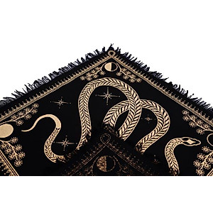 ASAV Tarot Altar Cloth Golden Snake Dragon Table Napkin Cloth Witchery Supplies Home Decor Wall Art Spiritual Witchcraft Square (24x24 Inches (61x61 Cm))