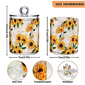 Sletend Plastic Qtips Holder Sunflower Letter Bathroom Container Storage Holder Vanity Canister Jar for Cotton Swabs,Bath Salts,Makeup Sponges,Hair Accessories