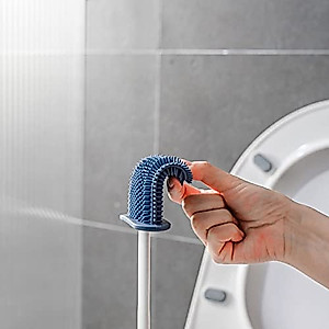 Toilet Brush Wall Mounted Toilet Brush No Dead Brush Silicone Detachable Household Long Handle WC Accessories Bathroom Toilet Brush Holder Furniture (Color : C)