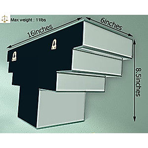 Floating Wall Shelf Mirrored, Silver Mirror Crushed Diamond Decorative Wall Shelf for Home Decoration Crystal Diamond Wall Art Décor Accent Piece Showcase, 16" L×6" W×8.5" H