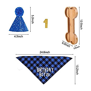 KEPATO Dog Birthday Outfit Party Supplies,Dog Boy Birthday Hat Bandana Scarf Hats with Numbers for Small Medium Large Dogs Pet