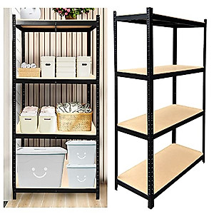 AUTOFU Shelves for Storage Closet Pantry Kitchen Office Garage Shed Shelving Unit 31" W x 16" D x 64" H Metal Steel Utility Racks 4-Tier Shelf No Screws Free Standing