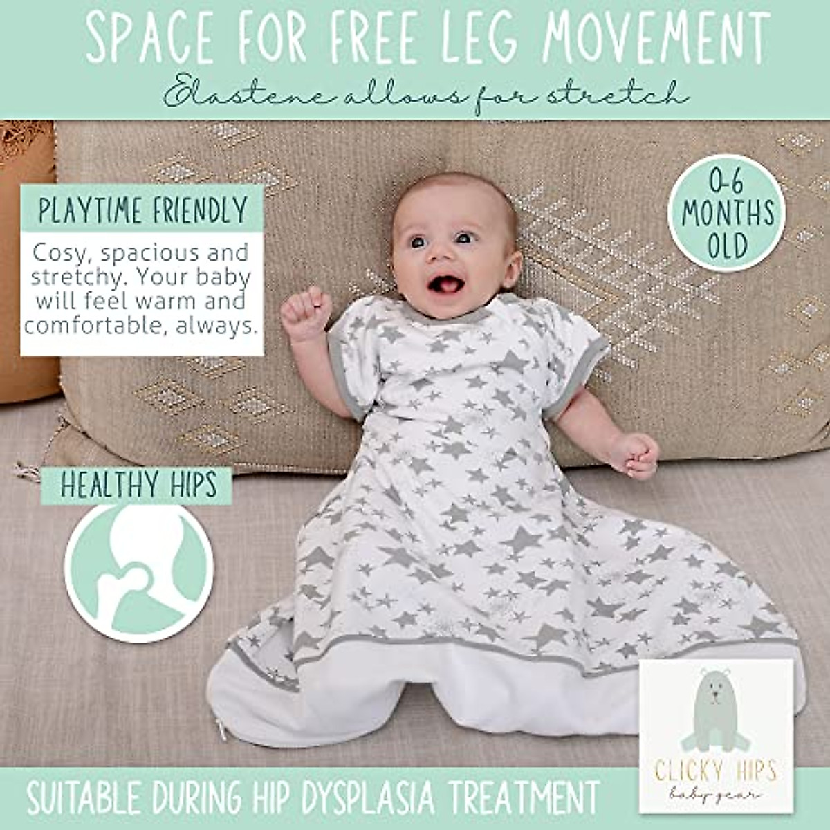 Swaddle Sack with Arms Up, Allows Babies Hips to Move Freely, fits Newborn Babies 0-6 Months, 8-18 lbs, Arms in/Out Transition Swaddle Sack, Baby Sleep Sack, Organic Cotton