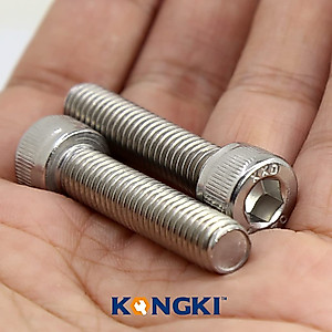 M8-1.25 x 60mm Socket Head Cap Screws Metric, Allen Socket Drive, 304 Stainless Steel (A2-70), Full Thread, Bright Finish, Machine Thread, Quantity 10