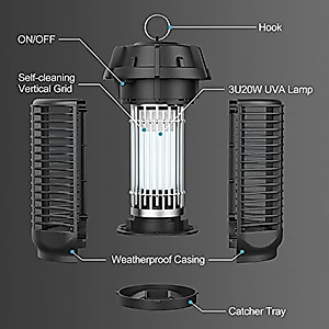 Bug Zapper, Meilen 20W/4000v Electric Mosquito Zapper Portable Mosquito Killer Lamp Waterproof Fly Trap Insect Killer for Indoor and Outdoor Home Backyard Camp Site Garden