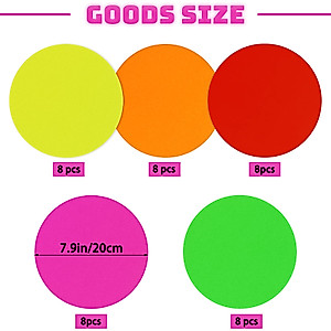 Tecmisse Neon Papers Bulk, Pack of 40, Glow Party Supplies and Decorations Circle Neon Cardstocks for DIY Dance Floor Twister Game, Black Light Neon Wedding Birthday Party Favors