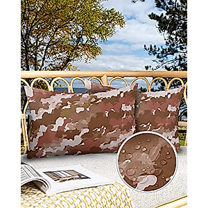 Funnywall88 Waterproof Throw Pillow Covers Set of 2 Camouflage Netting Camo Couch Pillow Cases Outdoor Sofa Cushion Cover Home Decor for Bed Living Room, 20" x 12"