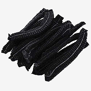 A+ DESIGN 100 Pieces Disposable Non-Woven Clip Caps Mob caps hairnets Head Cover, 21", with 6 Colors for You to Choose. (Black)