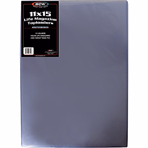 BCW Life Magazine Topload Holder - Pack of 50 | Premium Rigid PVC Construction | 11x15 in, 7mm Holders, Life Magazine Toploaders | For Storage and Display Of Magazines, photos, or prints,
