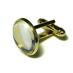ALL in ONE Cufflinks Cuff Links Button Cabochon Blank Trays Frame with Clear Glass Dome (Gold 16mm - 10 Sets)