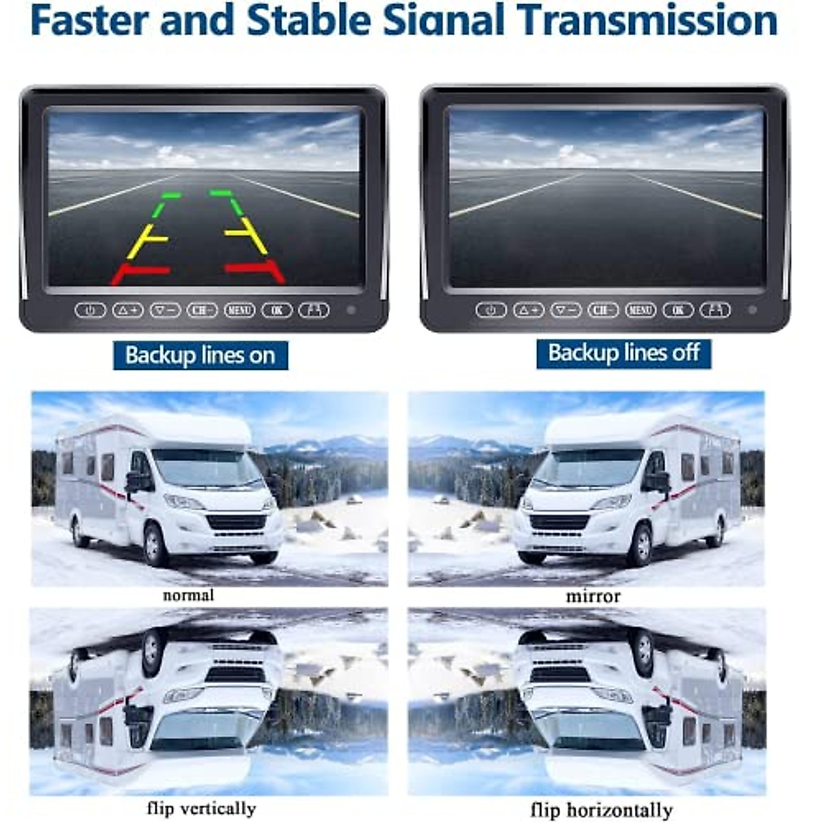 RV Backup Camera Wireless HD 1080P 2 Infrared Night Vision Bluetooth Rear View Cam 7‘’DVR Touch Key Monitor Kit Adapter for Furrion Pre-Wired RV Trailer Truck Camper Van Crane 4 Channels Xinshuoxun K7