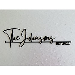 Personalized Family Name Sign, Wedding Metal Last Name Sign, Custom Name Sign, Metal Wall Art Decor, Hanging Plaque, Established Date, Monogram, Est Home Sign, Wedding Gift, Script, Housewarming Sign