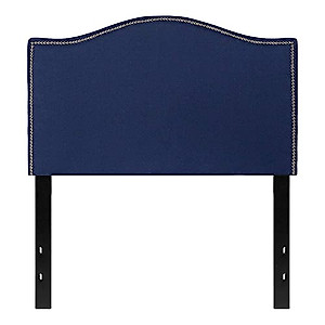 Flash Furniture Lexington Upholstered Twin Size Headboard with Accent Nail Trim in Navy Fabric