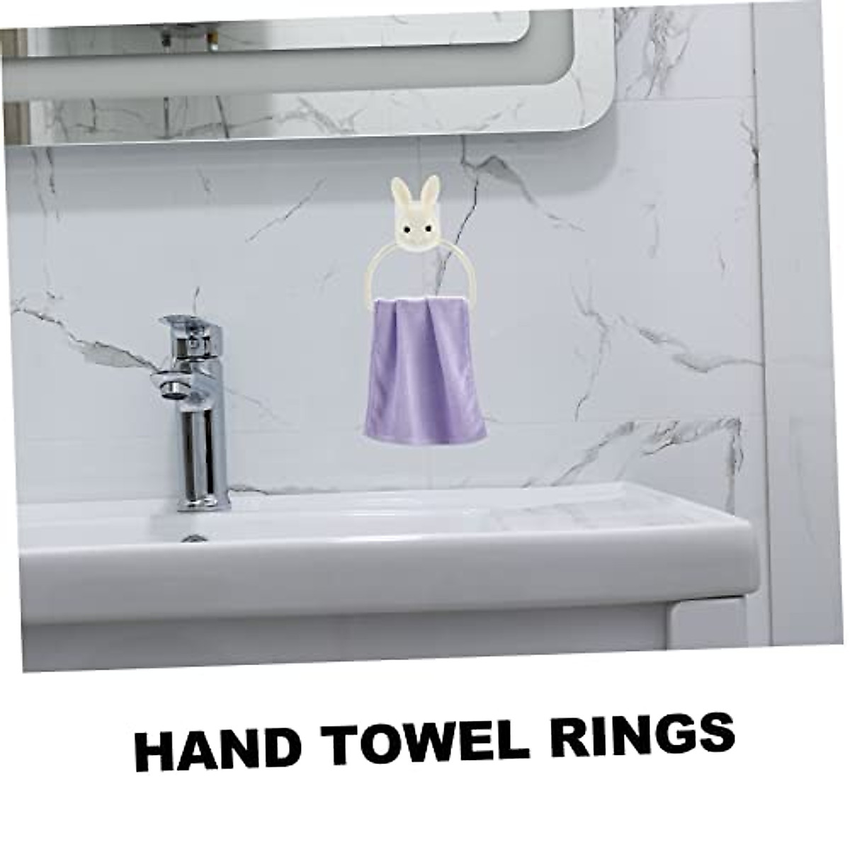 FONDOTIN 2pcs Towel Rack Wall Hanger Hooks Towel Rack Wall Mounted Beach Towel Clip Bath Towel Holder Round Towel Holder Year of Rabbit Decoration Towel Hanger Cartoon Towel Holder White