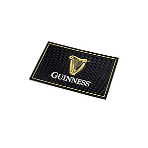 Guinness Bar and Spill Mat for Countertops | Irish Rubber Bar Mat for Drips with Guinness Harp Logo | Professional Bar Service Mat with Guinness Beer, 18 x 12” Compatible