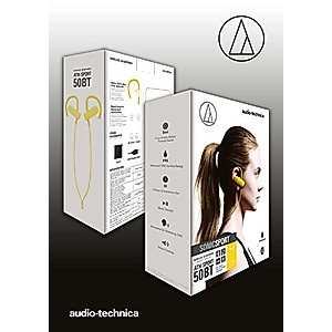 Audio-Technica ATH-SPORT50BTBK SonicSport Bluetooth Wireless In-Ear Headphones, Yellow