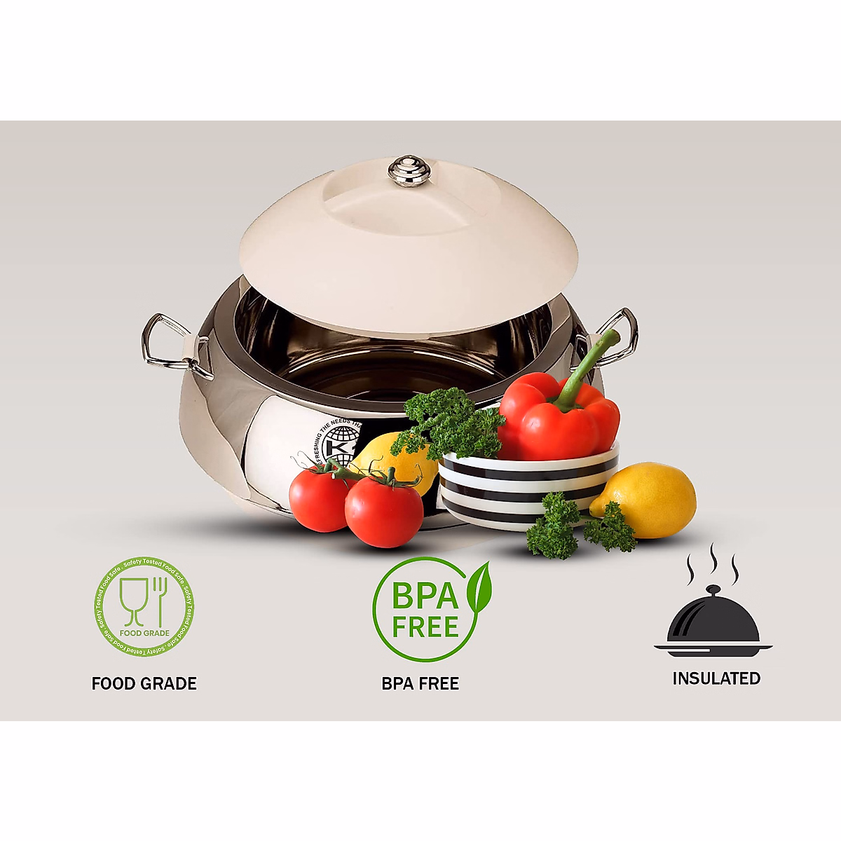 King International Stainless Steel Casserole Dish with Lid Set of 3, Eena Meena Deeka Ultra Set Insulated Casserole, Hot Pot, Chapati Box, Chapati Container, 0.8 qt, 1 qt, 1.5 qt