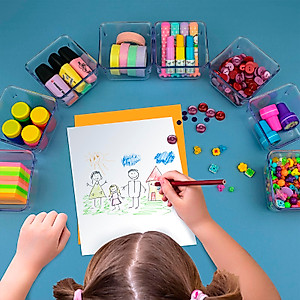 Acrimet Desk Drawer Organizer Box Tray Storage Bins Modular Divider for Home, Kitchen, Office and Storage (Clear Crystal Plastic) (8 Pack - 3.13" x 3.13" x 2.13")