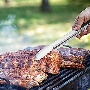 Lenoyo Cooking Kitchen Tongs Set of 3, Stainless Steel Barbecue Tongs, 14" Serving Grill Tongs for Nonstick Pans and Outdoor Grilling BBQ Griddle Accessories, Locking, Heat Resistant, Dishwasher Safe