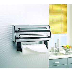 Emsa Triple Roll Dispenser Contura of Stainless Steel, Silver/Black