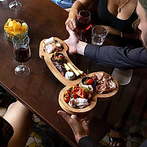 MOUMOUTEN Aperitif Board, Wood Cheese Tray Charcuterie Boards, 3 Large Spaces Cheese Tray Platter, Cutlery Kitchen Wine Meat Platter for Steak Deli Cake Aperitifs(Right)