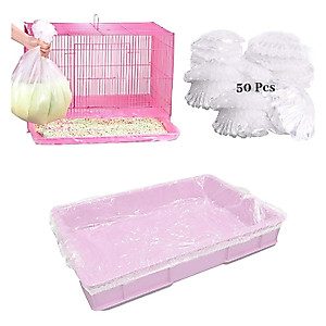 BNOSDM 50 PCS Disposable Rabbit Cage Liner Plastic Guinea Pig Cage Bedding Hamster Litter Pan Bags Universal Toilet Film for Bunny Ferret Chinchilla Hedgehog Small Animal