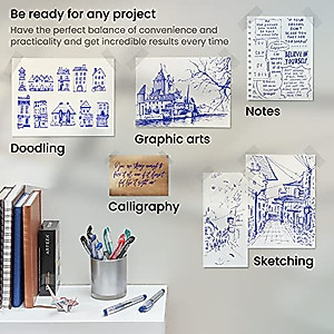 ARTEZA Disposable Fountain Pens, Pack of 12, Medium 0.9-mm Nib, Smooth-Writing Quick-Drying Blue Ink Pen, Art Supplies for Professionals, Students, and Hobbyists