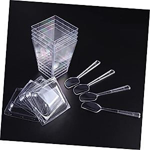 Healeved 20 Sets dessert cup wedding favors jars dessert tumbler cups parfait cups with lids mousse cup clear container with lid appetizer bowls appetizer cup square cube cup jelly cake cup