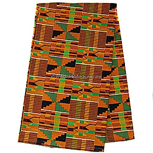 Orange Kente Fabric, 6 Yards KF58