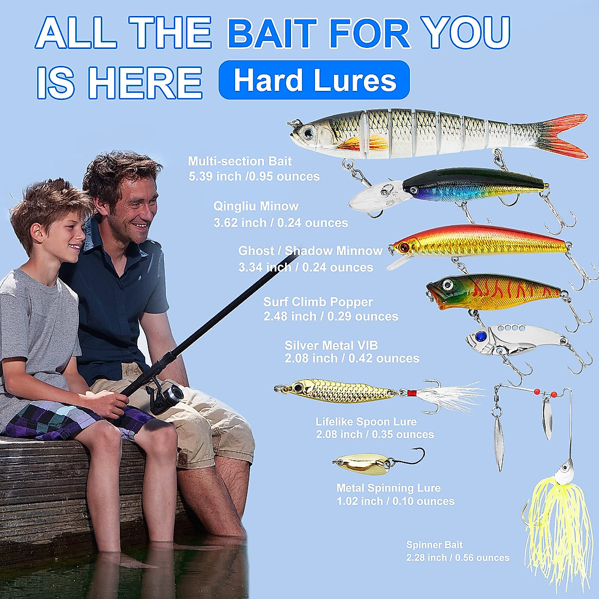 Fishing Lures Tackle Box Bass Fishing Kit Including Animated Lure,Crankbaits,Spinnerbaits,Soft Plastic Worms, Topwater Lures,Hooks,Saltwater & Freshwater Fishing Gear for Bass,Trout, Salmon.