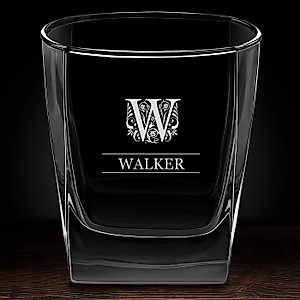Maverton Whiskey glass set for man - Personalized Tumblers for whiskey - Drinking glass cups - Set of 6 glasses for him - Customized whisky gift for Birthday - Glassware - MONOGRAM