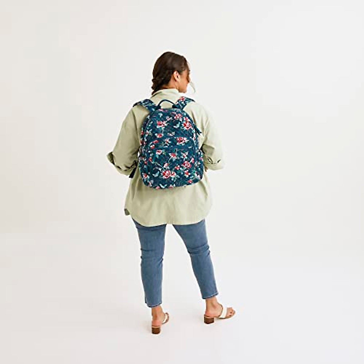 Vera Bradley Women's Cotton Campus Backpack, Island Garden - Recycled Cotton, One Size