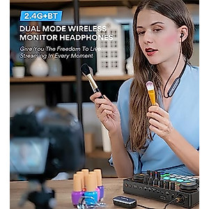 MAONO Wireless Neckband Headphones, WH30 Semi-in-Ear Monitor Earbuds with 3.5MM Transmitter, Dual Mode 2.4G/BT 5.3 Stable Wireless Transmission Light Weight 12Hrs Playtime