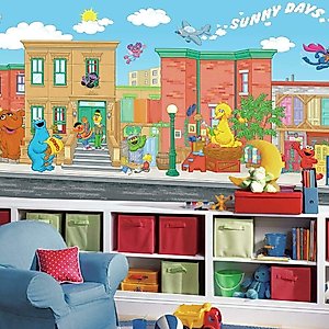 RoomMates JL1213M Sesame Street Spray and Stick Removable Wall Mural - 10.5 ft. x 6 ft.