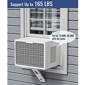LuckIn AC Window Air Conditioner Support Bracket, Universal for 12,000-24,000 BTU AC Units, Up to 165 lbs, Heavy Duty AC Mounting Bracket, Adjustable Extender Leg & Built-in Bubble Spirit Level