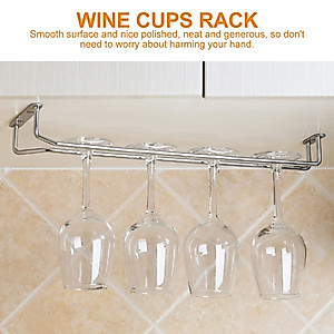 DOITOOL Stainless Shelf Wire Hanging Wine Glass Rack: 2pcs Under Cabinet Wine Glasses Holder Stemware Storage Hanger Organizer for Kitchen Cabinet Bar Metal Clothing Rack