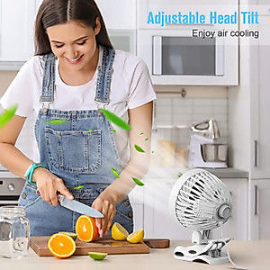 BESKAR Small Clip on Fan - Personal USB Fan CVT Speeds and Strong Clamp, Adjustable Tilt, Quiet Operation, 6 Inch Desk Fan for Office Bed Treadmill Stroller - USB Cord Plug in Powered