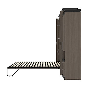 Atlin Designs 104" Queen Murphy Bed with 2 Storage Cabinets in Bark Gray