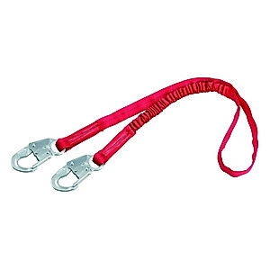 3M Protecta PRO-Stop, 1340220 6-Foot Shock Absorbing Lanyard, Standard Snaps On Ends, Red