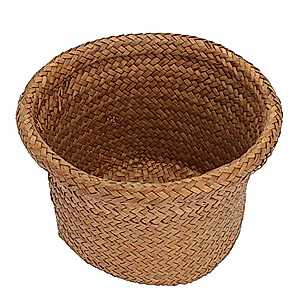 NUOBESTY Wicker Trash Can Rattan Garbage Bin Waste Basket Hyacinth Flower Pots Woven Storage Basket for Home Office