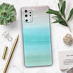 DesignSkinz Lined Mint 9672 Absorbed Watercolor Texture Protective Vinyl Decal Wrap Skin Cover Compatible with The Samsung Galaxy S20 (Screen Trim & Back Glass Skin)