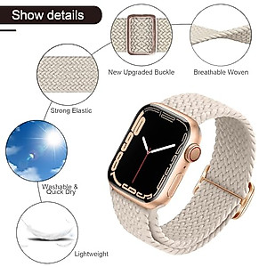 VNTOV 3 Pack Braided Bands Compatible for Apple Watch Band 38mm 40mm 41mm Women Men, Adjustable Stretchy Bands Elastic Sport Wristbands for iWatch Series 8 7 6 5 4 3 2 1 SE (Smoke Violet / Nude Pink /