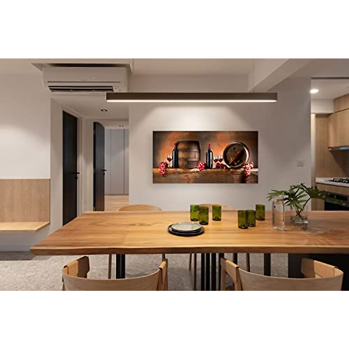 Muolunna BK06250 Wall Art Canvas Print Fruit Grape Red Wine with Bottle Barrel Painting on Canvas Stretched and Framed Ready to Hang for Home Decor Living Room Bedroom Kitchen Office Artwork