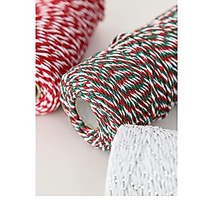 Twine String,328 Feet Christmas Twines White Gold Rope Bakers String Rope Craft Making Knitting Butchers Twine DIY packing, room decoration(White and gold)
